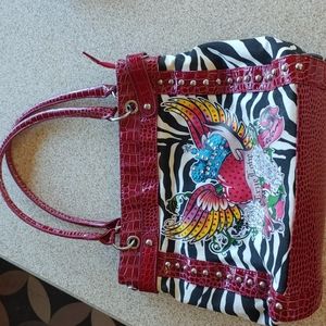 Ed Hardy | Bags | Vintage Ed Hardy Canvasleather Purse | Poshmark